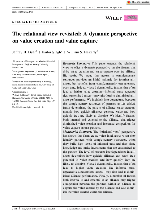 (PDF) The relational view revisited: A dynamic perspective on value ...