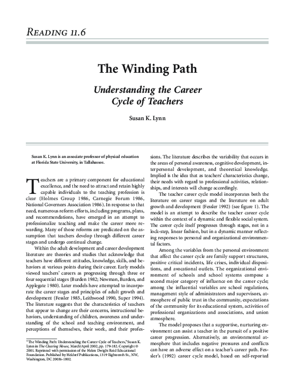 (PDF) The Winding Path: Understanding the Career Cycle of Teachers