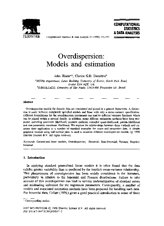 (PDF) Overdispersion: Models and estimation