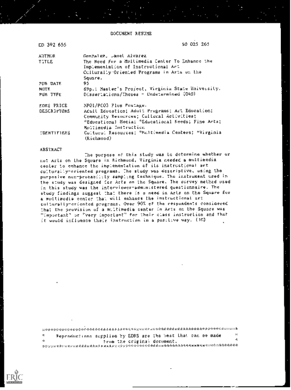 (PDF) DOCUMENT RESUME ED 392 655 SO 025 265 AUTHOR Gonzalez, Janet ...