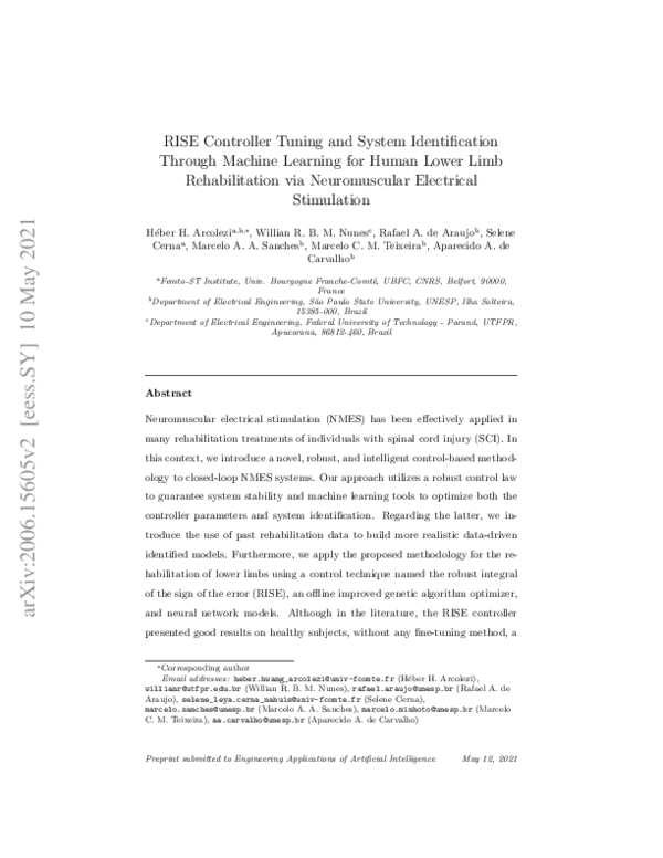 (PDF) RISE controller tuning and system identification through machine learning for human lower ...