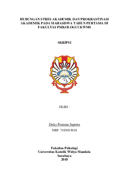 (PDF) Hubungan stres akademik dan prokrastinasi akademik pada mahasiswa tahun pertama di ...