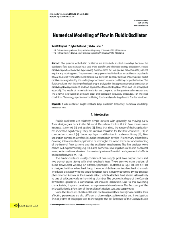 (PDF) Numerical Modelling of Flow in Fluidic Oscillator