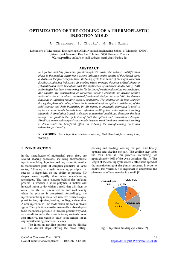 (PDF) Optimization of the Cooling of a Thermoplastic Injection Mold