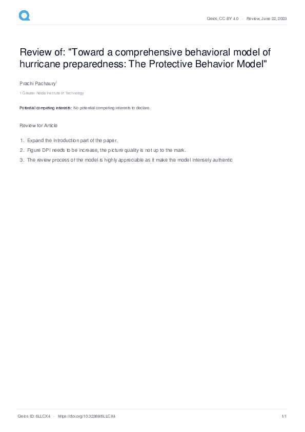 (PDF) Review of: "Toward a comprehensive behavioral model of hurricane ...