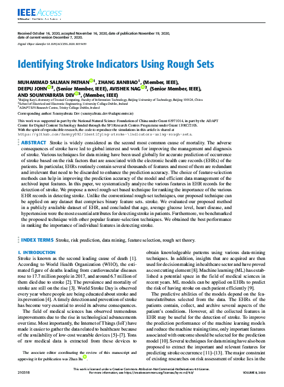 (PDF) Identifying Stroke Indicators Using Rough Sets