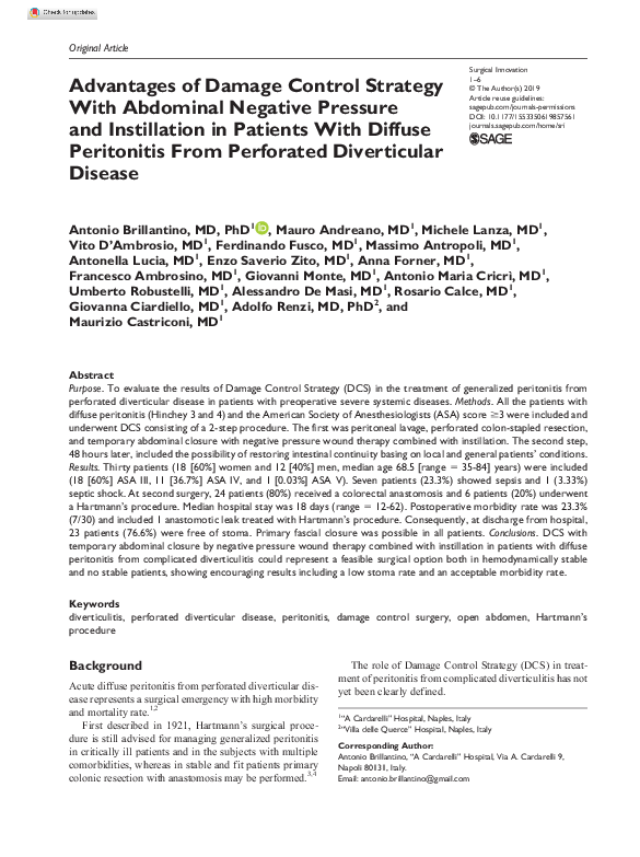 (PDF) Advantages of Damage Control Strategy With Abdominal Negative Pressure and Instillation in ...