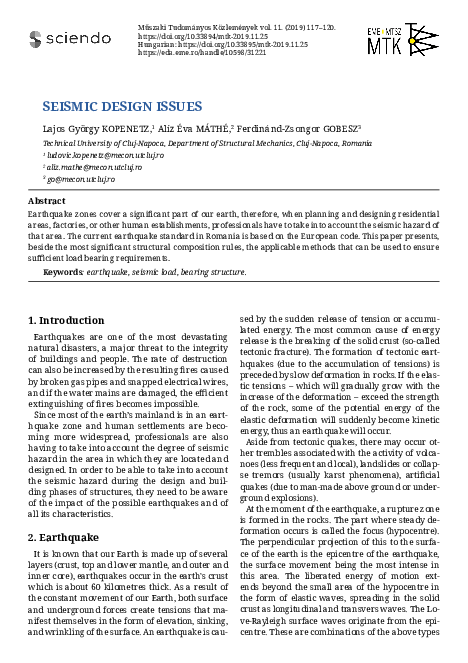 (PDF) Seismic Design Isues | Aliz Mathe - Academia.edu