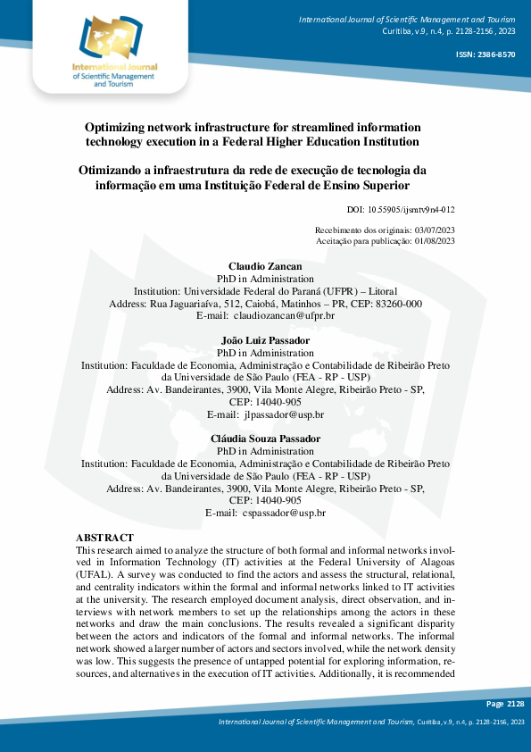 (PDF) Optimizing network infrastructure for streamlined information technology execution in a ...