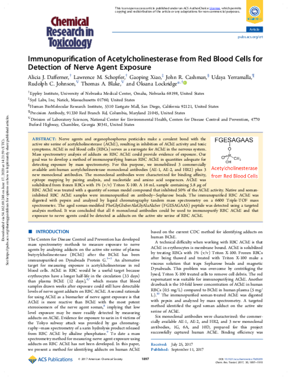 (PDF) Immunopurification of Acetylcholinesterase from Red Blood Cells ...