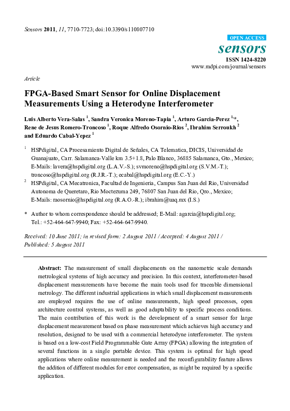 (PDF) FPGA Smart Sensor for Heterodyne Displacement
