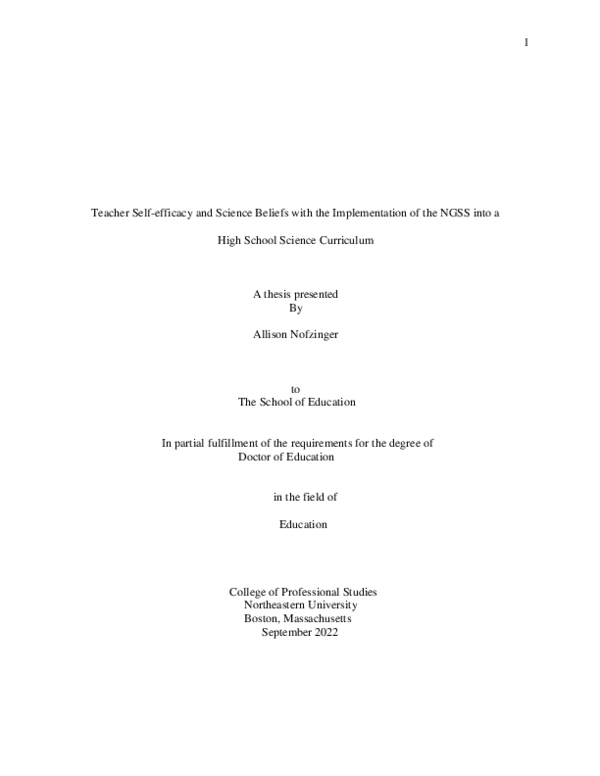 (PDF) Teacher self-efficacy and science beliefs with the implementation ...