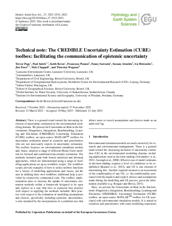 (PDF) Technical Note: The CREDIBLE Uncertainty Estimation (CURE ...