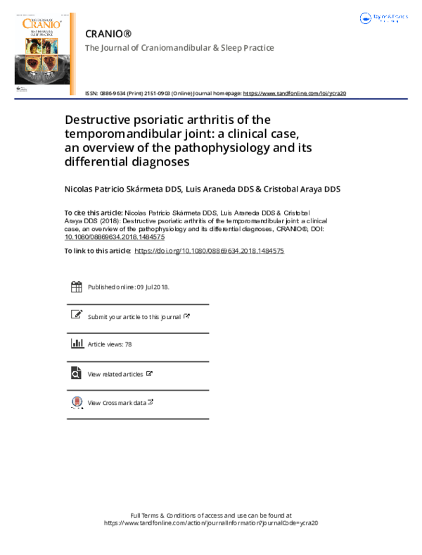 (PDF) Destructive psoriatic arthritis of the temporomandibular joint: a ...