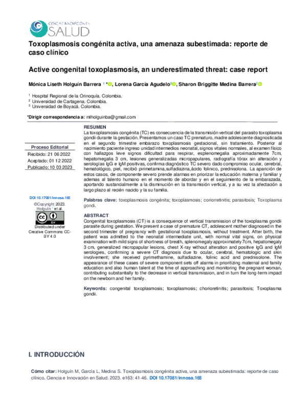 (PDF) Active congenital toxoplasmosis, an underestimated threat: case ...