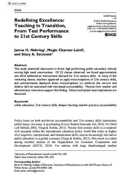 (PDF) Redefining Excellence: Teaching in Transition, From Test ...