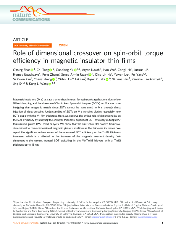 (PDF) Role of dimensional crossover on spin-orbit torque efficiency in ...