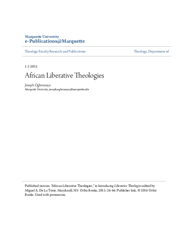 (PDF) African Liberative Theologies