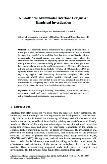 (PDF) A Toolkit for Multimodal Interface Design: An Empirical Investigation