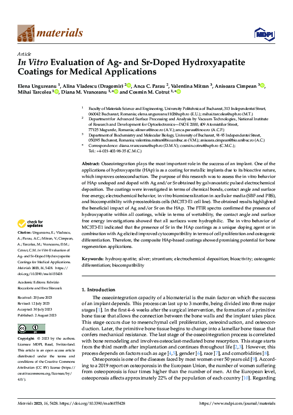 (PDF) In Vitro Evaluation of Ag- and Sr-Doped Hydroxyapatite Coatings ...