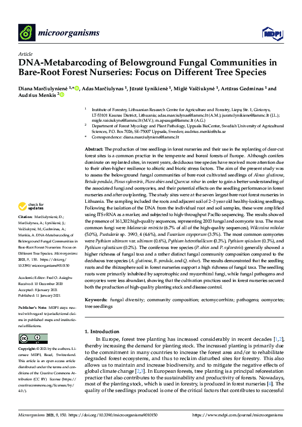 (PDF) DNA-Metabarcoding of Belowground Fungal Communities in Bare-Root Forest Nurseries: Focus ...