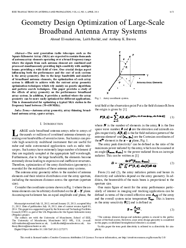 Pdf Geometry Design Optimization Of Large Scale Broadband Antenna Array Systems 1014