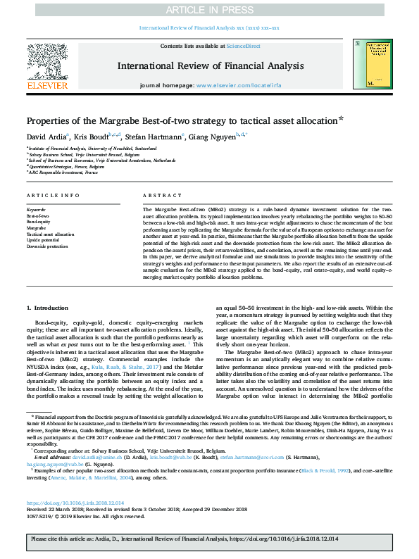 (PDF) Properties of the Margrabe Best-of-two strategy to tactical asset ...