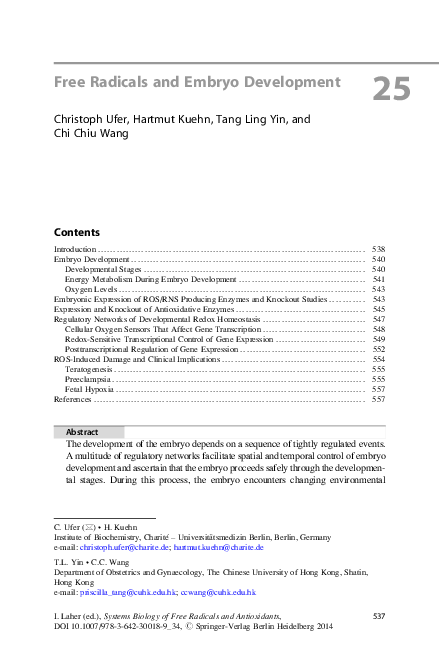 (PDF) Free Radicals and Embryo Development