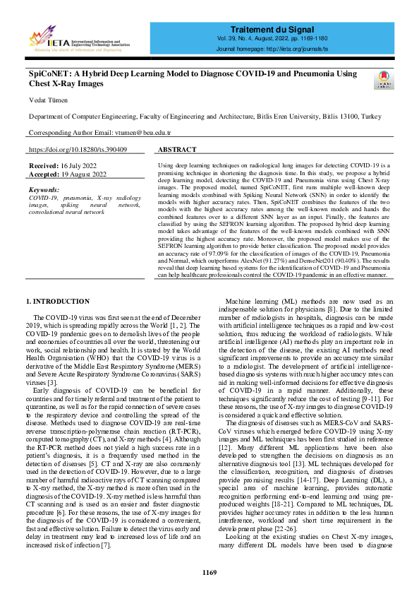 (PDF) SpiCoNET: A Hybrid Deep Learning Model to Diagnose COVID-19 and ...