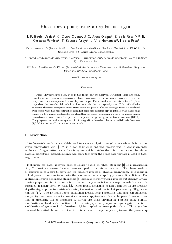 (PDF) Phase unwrapping using a regular mesh grid