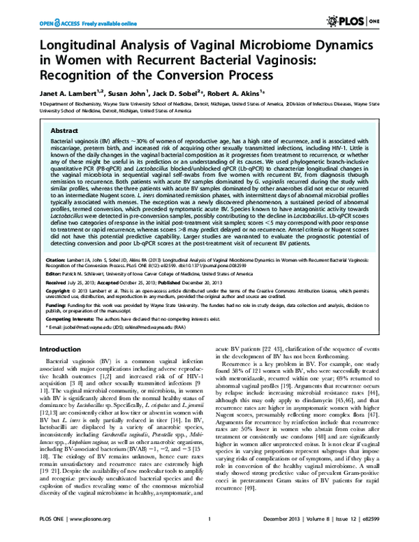 (PDF) Longitudinal analysis of vaginal microbiome dynamics in women ...