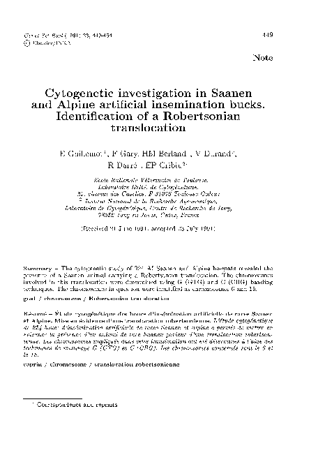 (PDF) Cytogenetic investigation in Saanen and Alpine artificial ...