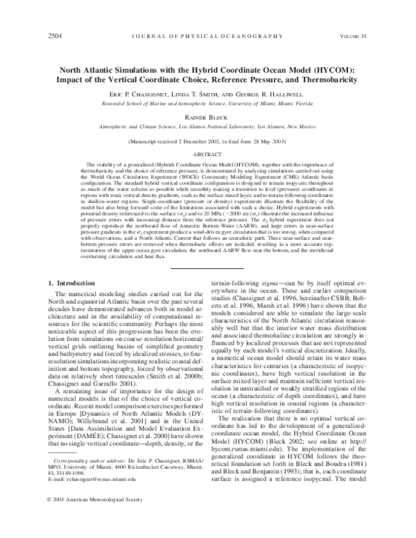 (PDF) North Atlantic Simulations with the Hybrid Coordinate Ocean Model ...