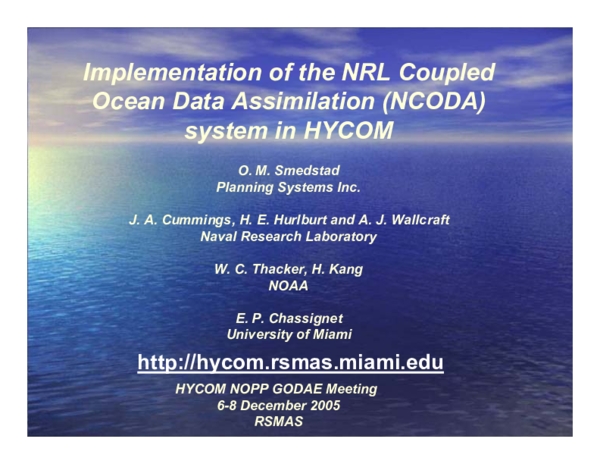 (PDF) Implementation of the NRL Coupled Ocean Data Assimilation (NCODA ...