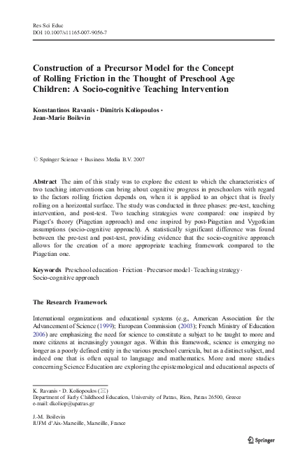 (PDF) Construction of a Precursor Model for the Concept of Rolling ...