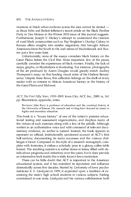 (PDF) ACT: The First Fifty Years, 1959-2009