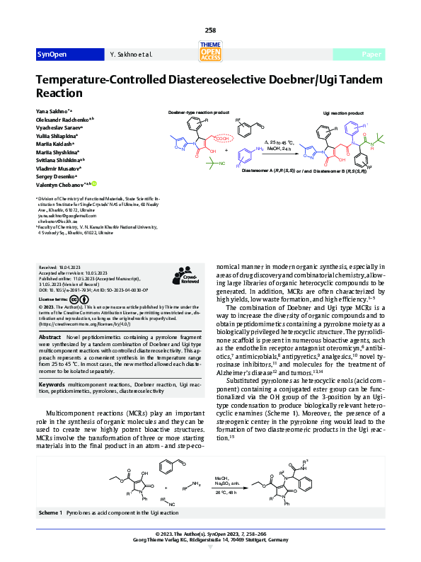 (PDF) Temperature-Controlled Diastereoselective Synthesis