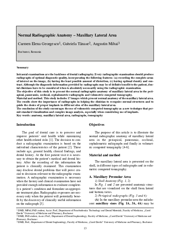 (PDF) Normal Radiographic Anatomy Maxillary Lateral Area