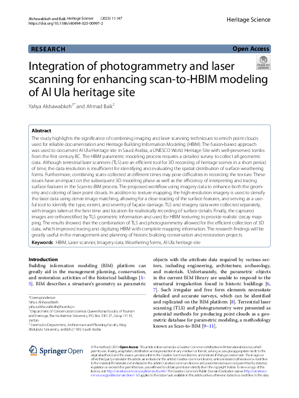(PDF) Integration of photogrammetry and laser scanning for enhancing scan-to-HBIM modeling of Al ...