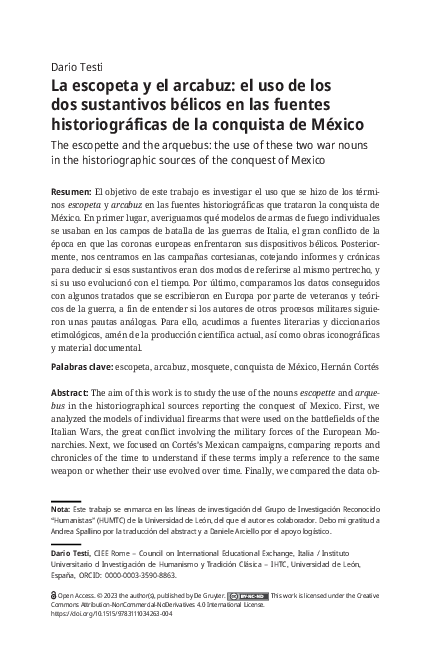 (PDF) La escopeta y el arcabuz: el uso de los dos sustantivos bélicos ...