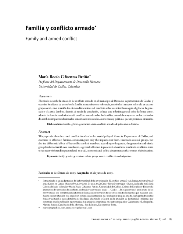 (PDF) Familia y conflicto armado