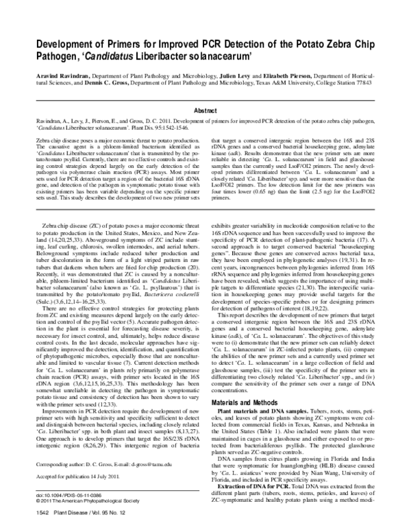 (PDF) Development of Primers for Improved PCR Detection of the Potato ...