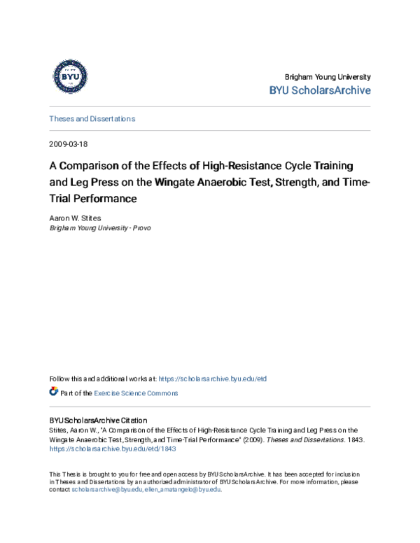 (PDF) Comparison Of The Effects Of High-resistance Cycle Training And ...