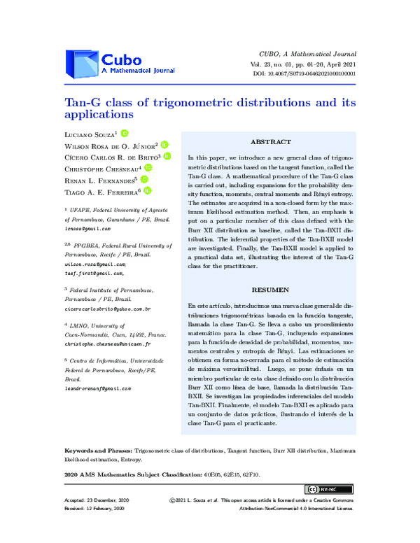 (PDF) Tan-G class of trigonometric distributions and its applications