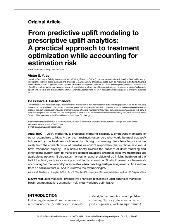 (PDF) A survey and benchmarking study of multitreatment uplift modeling ...