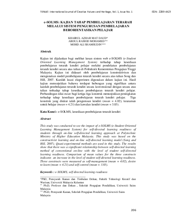 (PDF) e-SOLMS: Kajian Tahap Pembelajaran Terarah Melalui Sistem ...
