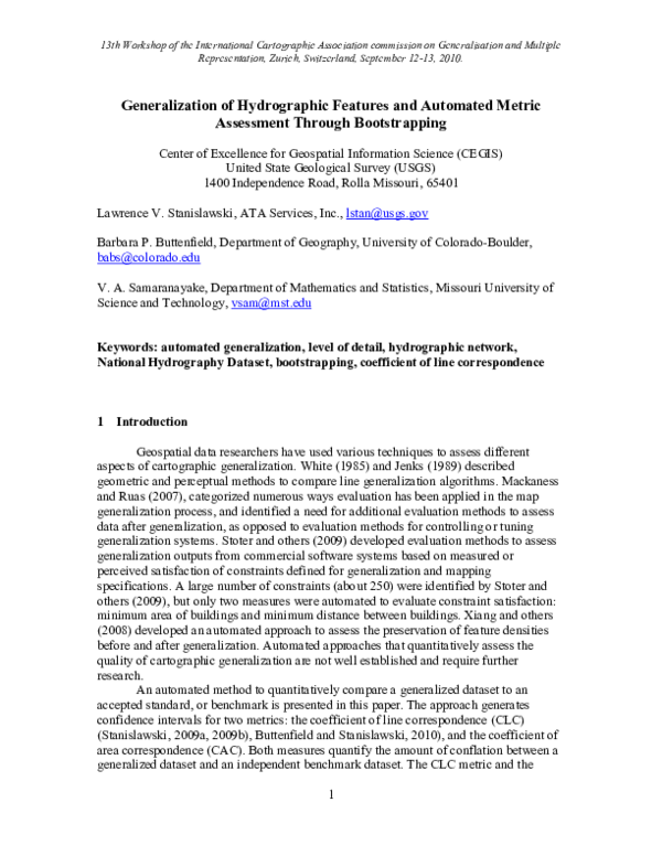 (PDF) Generalization of hydrographic features and automated metric assessment through bootstrapping
