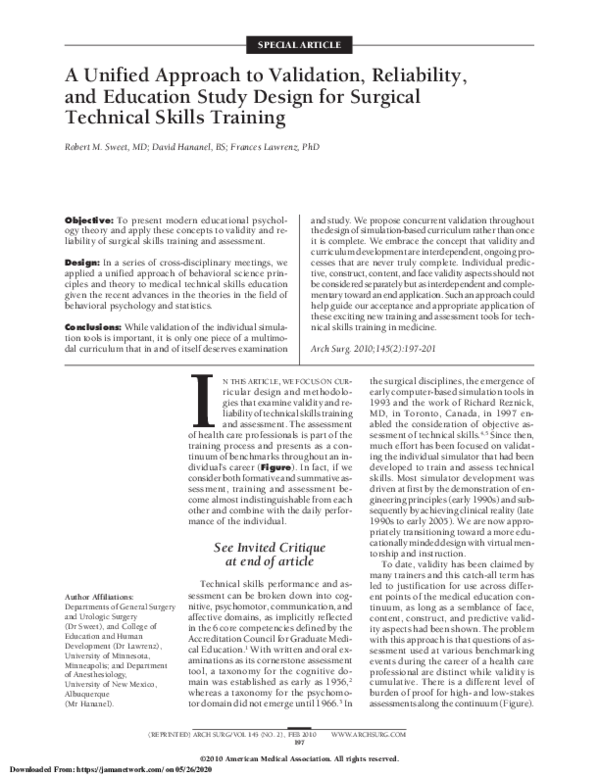 (PDF) A Unified Approach to Validation, Reliability, and Education ...