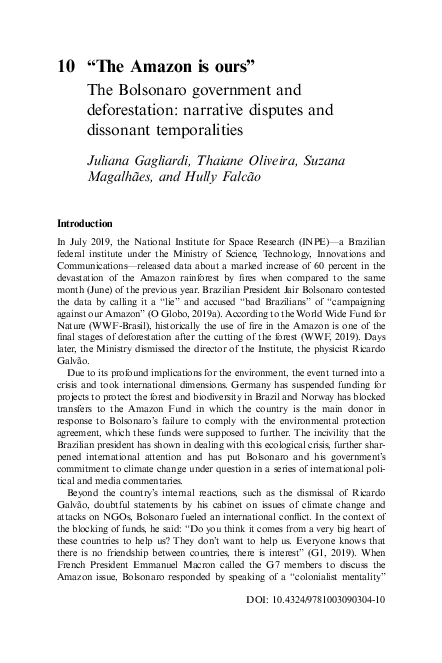 (PDF) “The Amazon is ours” The Bolsonaro government and deforestation ...