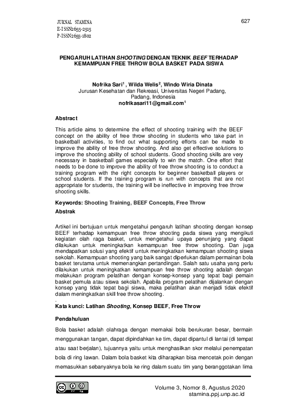 (PDF) Pengaruh Latihan Shooting Dengan Teknik Beef Terhadap Kemampuan ...